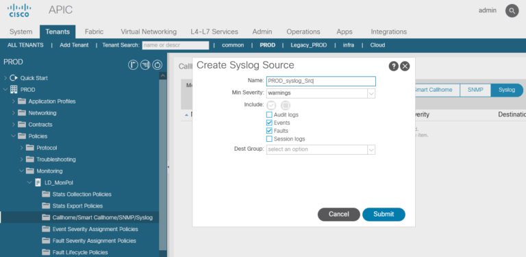 Cisco ACI Syslog Configuration [Step by Step Example] - Learn Duty