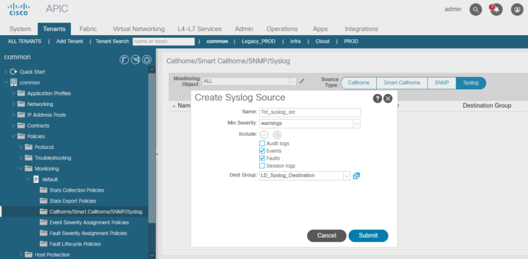 Cisco ACI Syslog Configuration [Step by Step Example] - Learn Duty