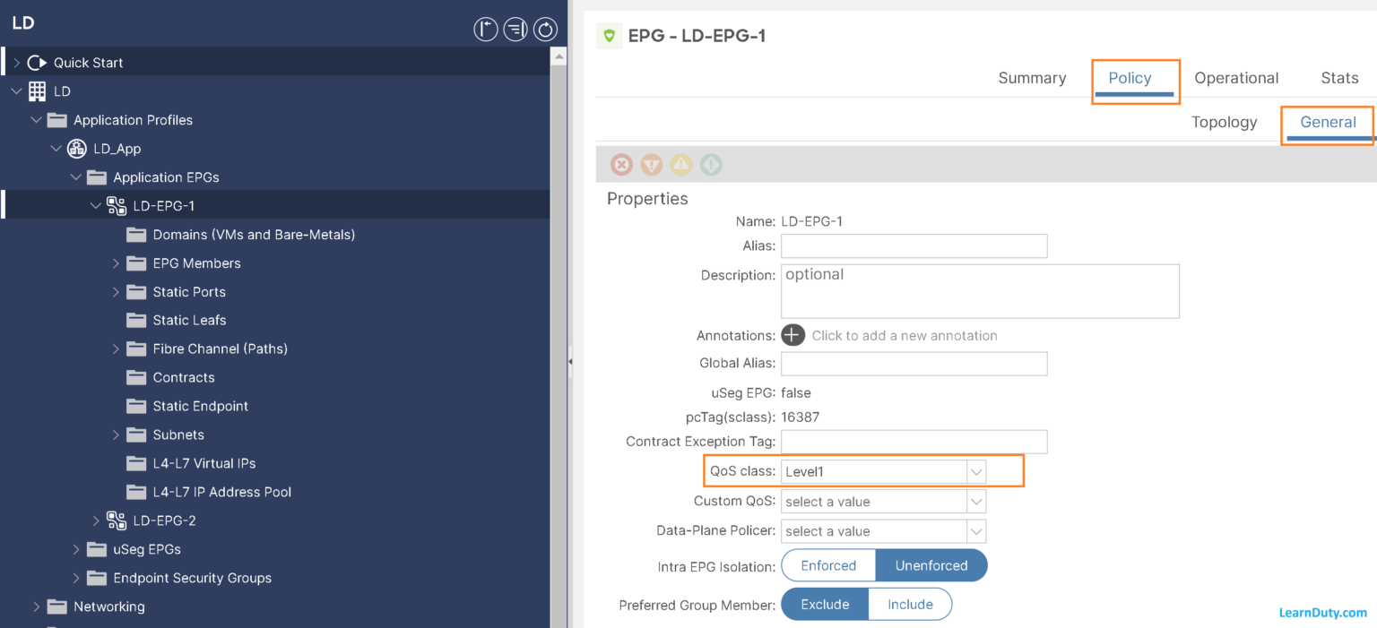 Quality Of Service Qos In Cisco Aci Overview And Configuration Examples Learn Duty